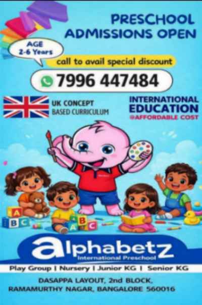 Preschool Admissions Now Open | Preschool at Ramamurthy Nagar | 339 ...